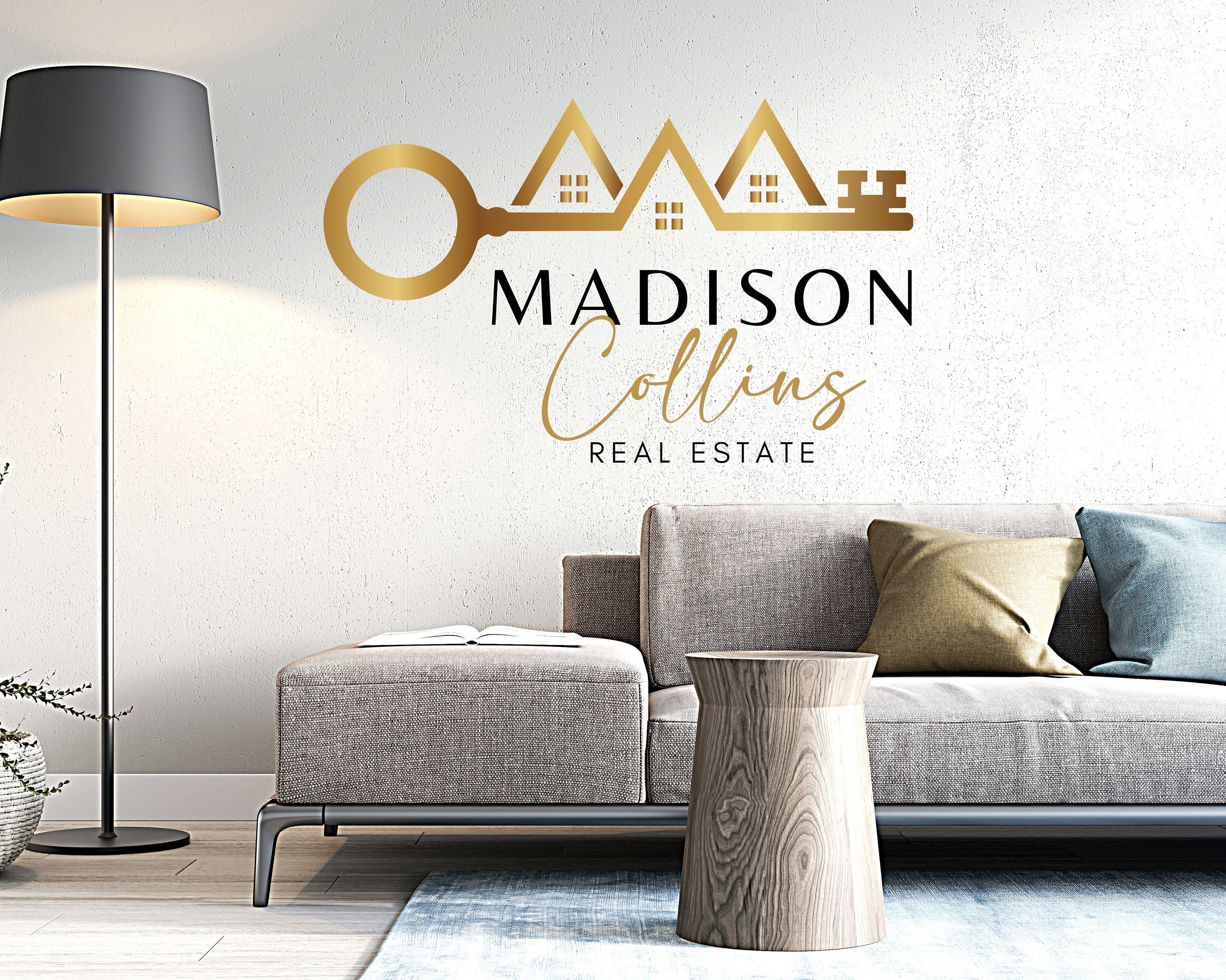 Real Estate Key Logo Design, House Editable Canva Logo Template, DIY ...