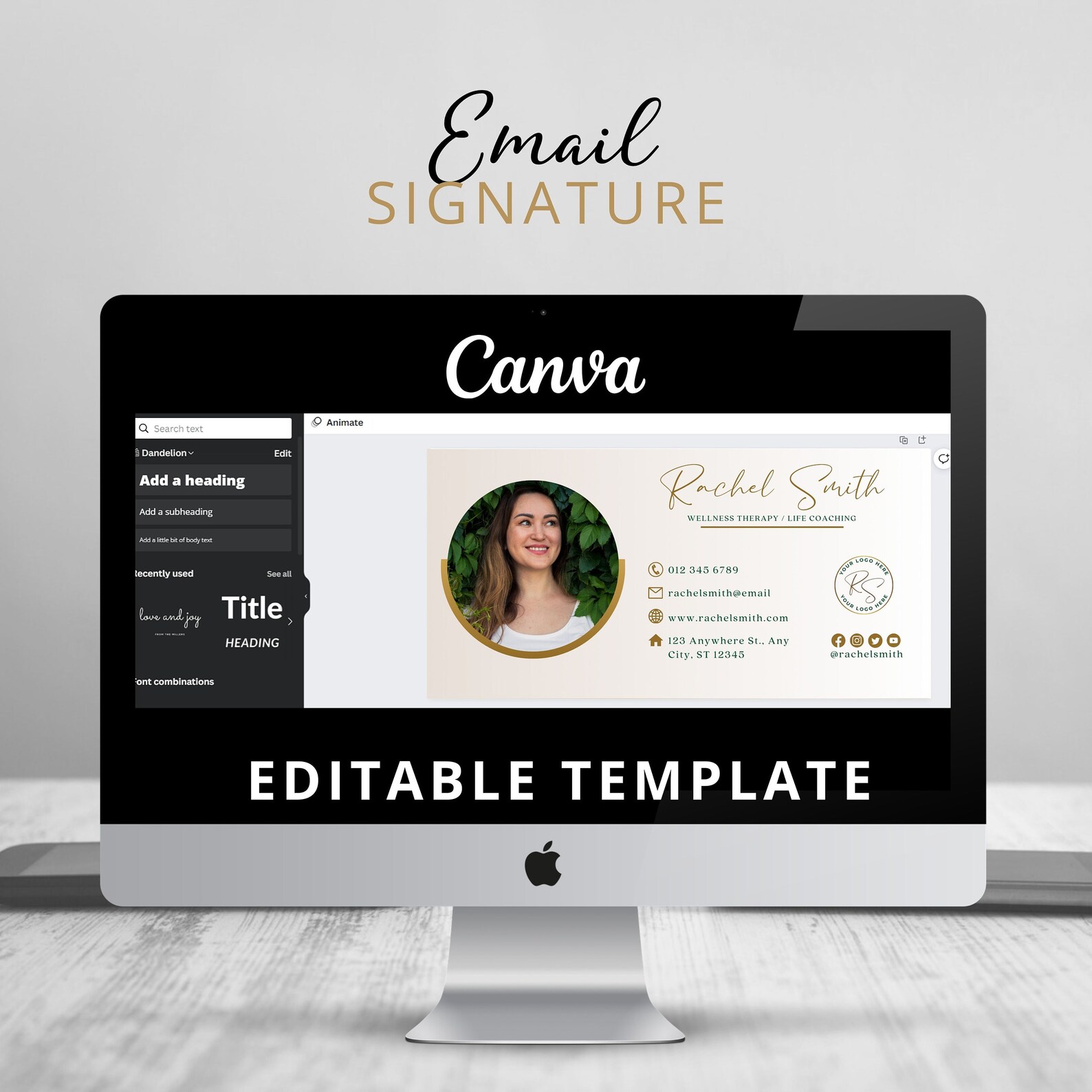 Editable Email Signature Template Canva, Wellness Business Design ...