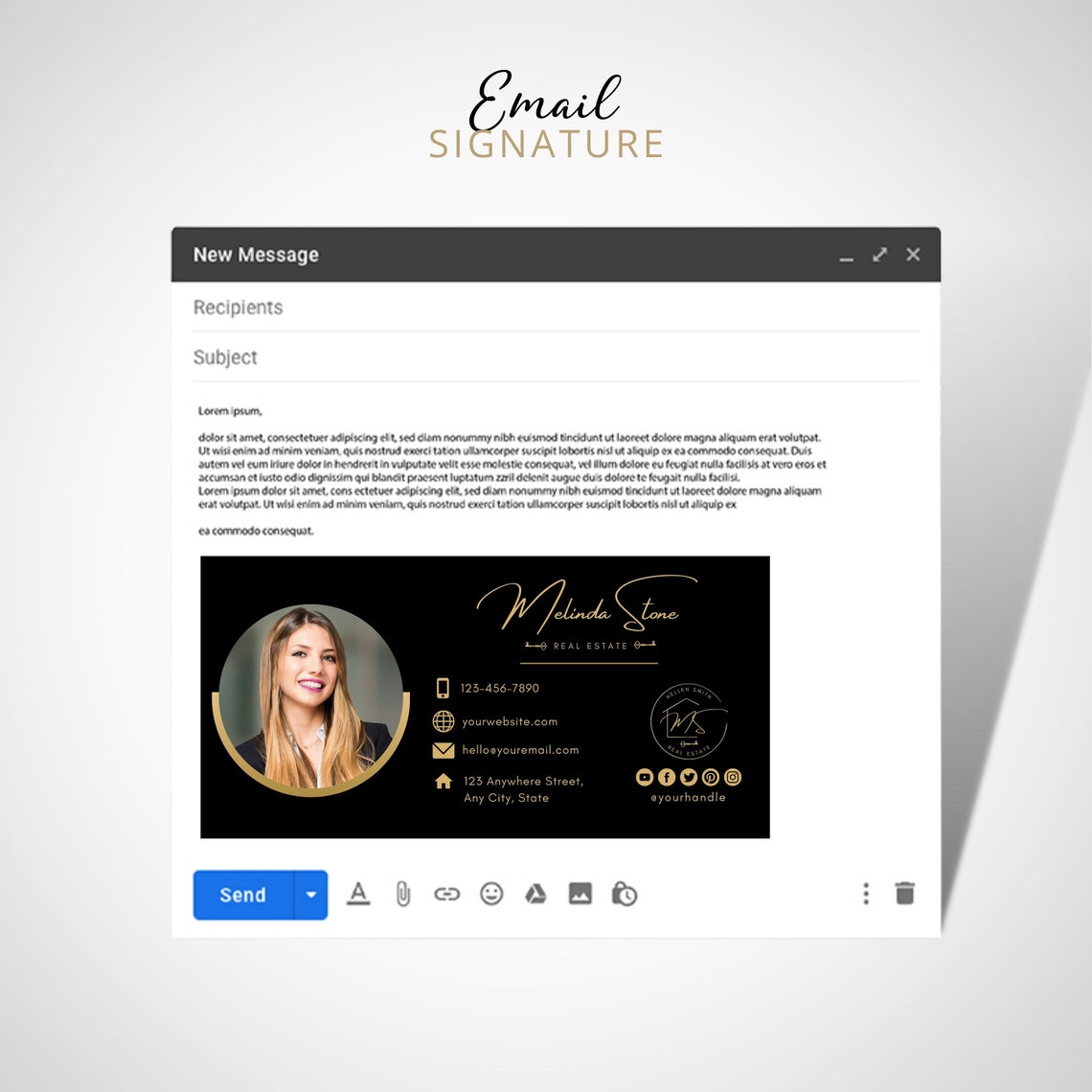 Real Estate Email Signature Template Canva, Realtor Email Signature ...