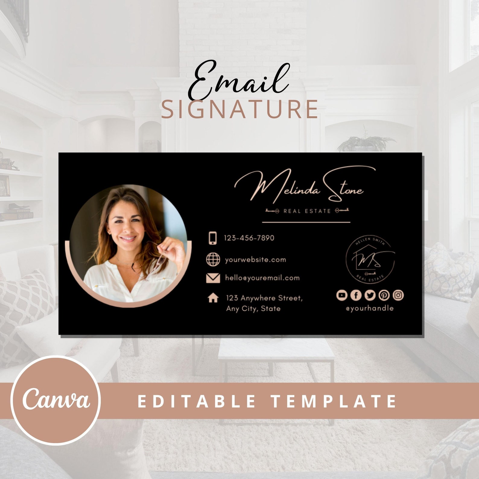Real Estate Email Signature Template Canva, Realtor Email Signature ...