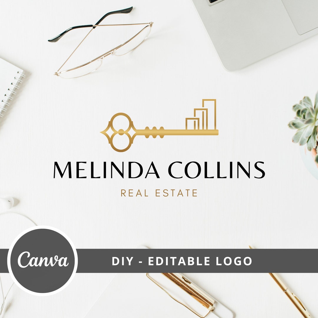 Real Estate Key Logo Design, Building Editable Canva Logo Template, DIY ...