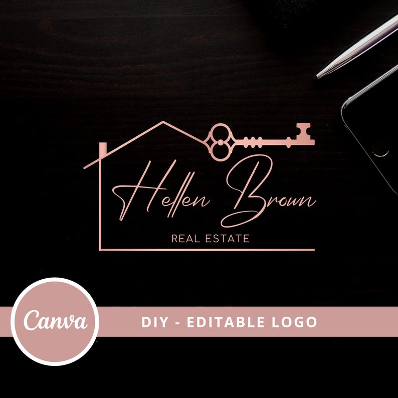 Real Estate Logo Design, Luxury House Editable Canva Logotemplate, DIY ...