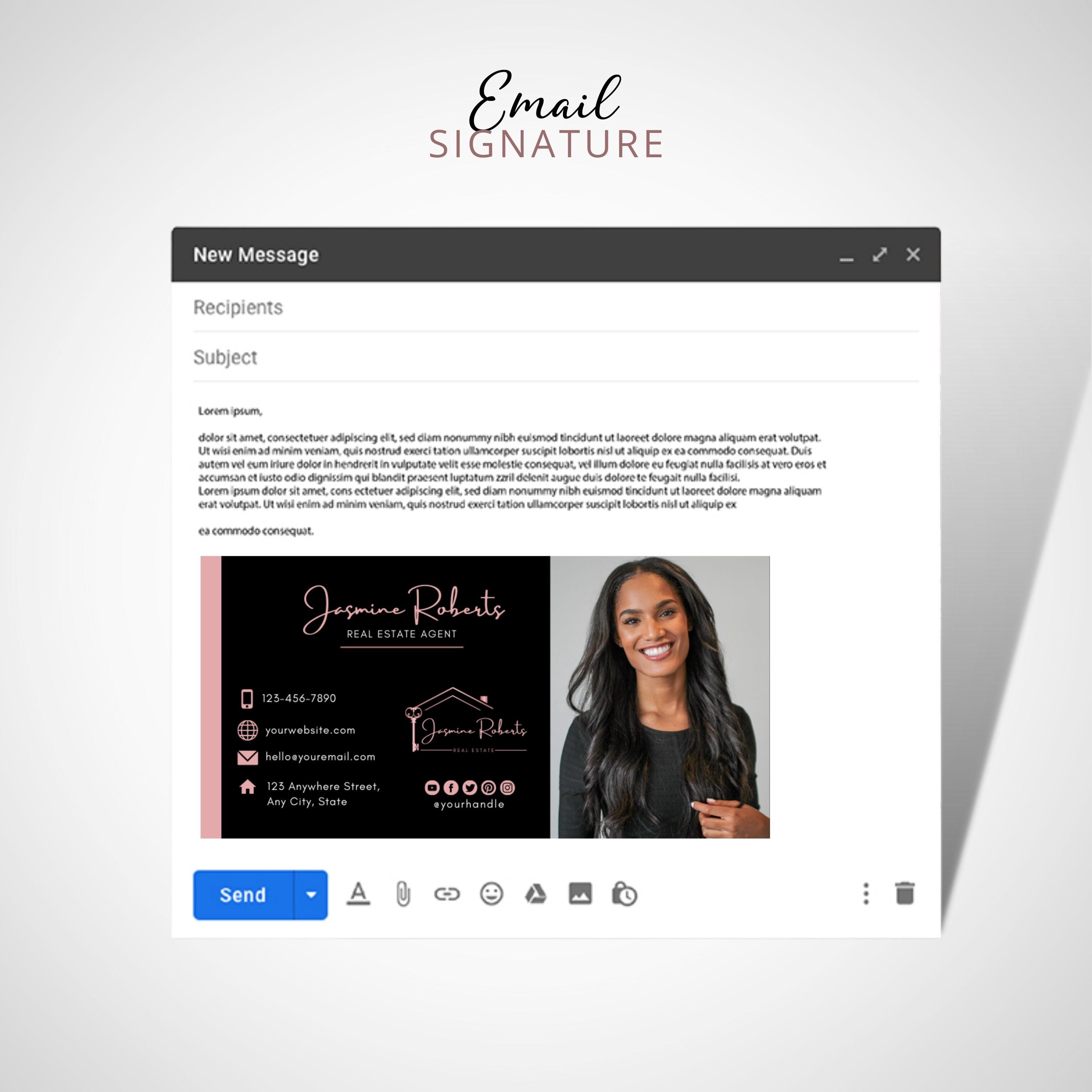 Real Estate Email Signature Template Canva, Realtor Email Signature ...