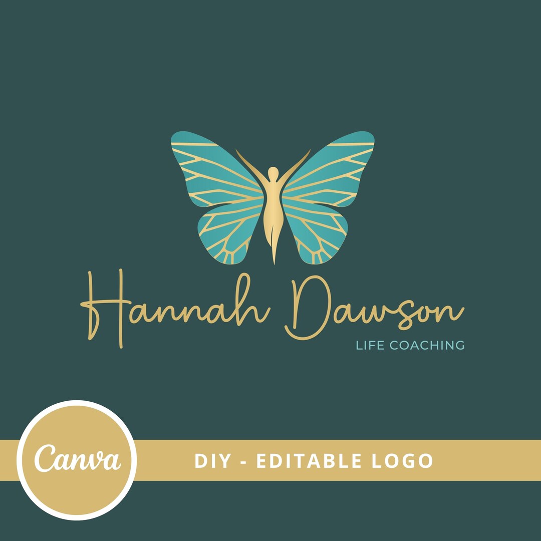 Butterfly Wellness Canva Logo Template, Editable DIY Design - Etsy