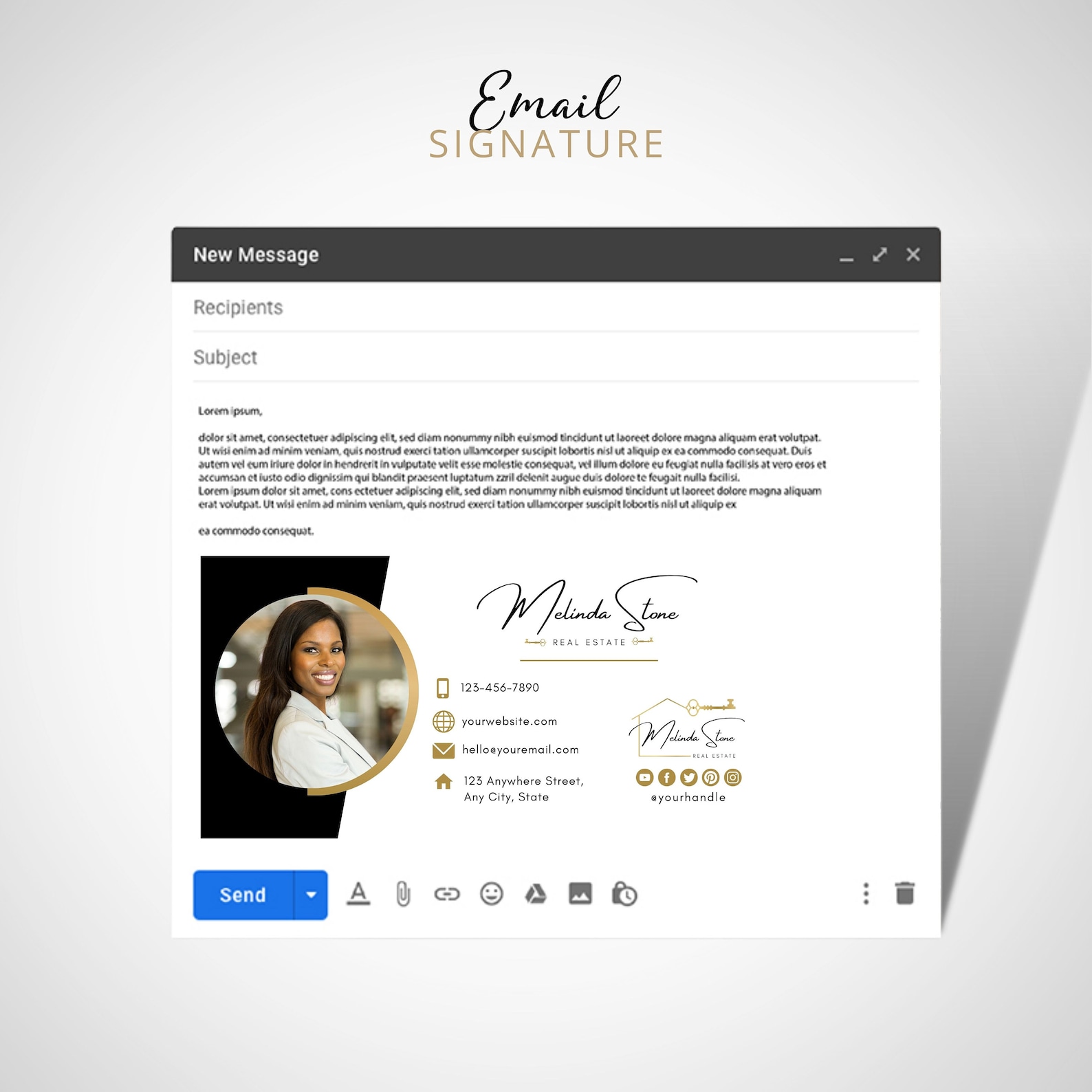 Real Estate Email Signature Template Canva, Realtor Email Signature ...