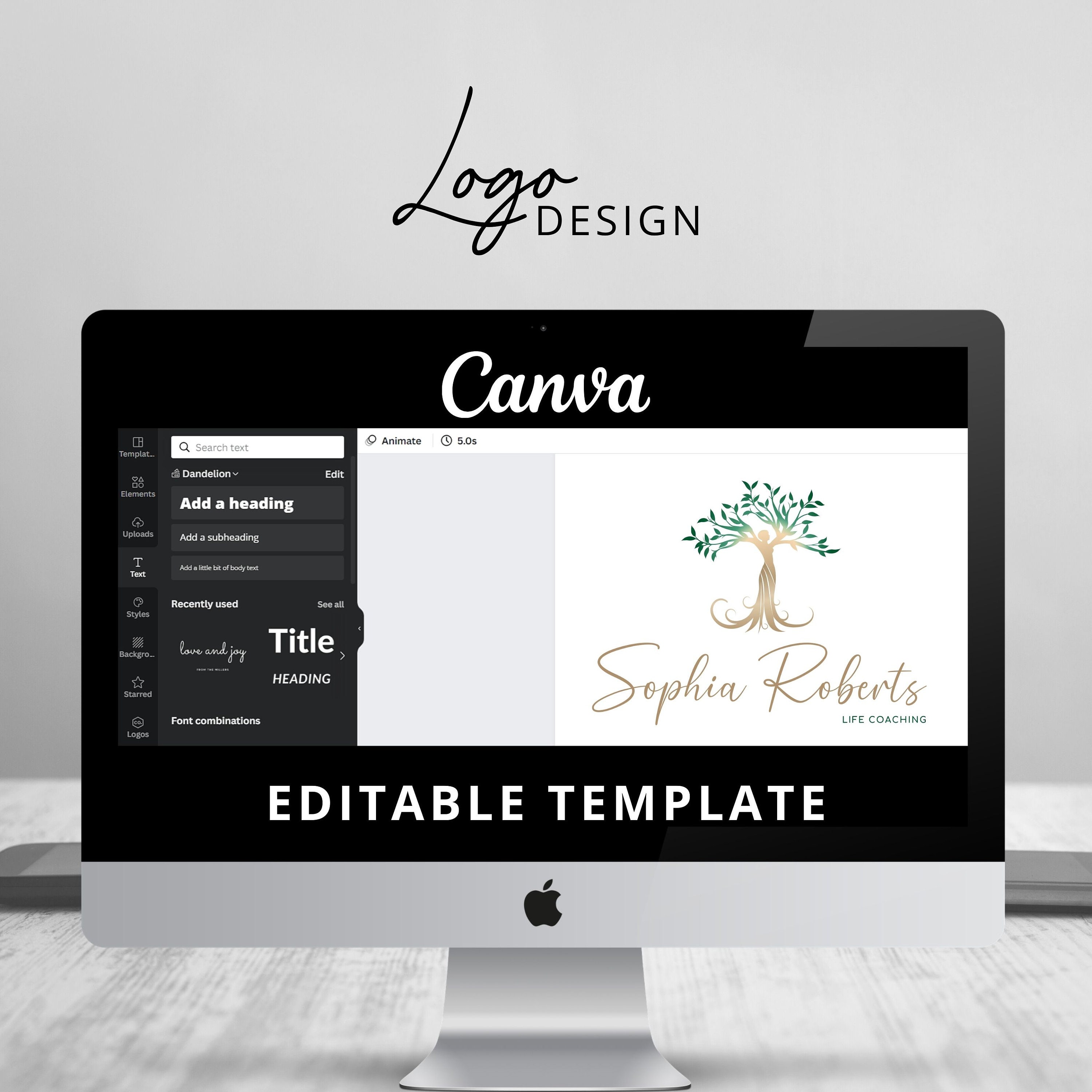 Tree of Life Editable Canva Logo, Tree Woman Logo Design Template, DIY ...