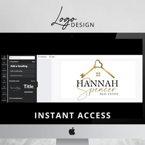 Real Estate Heart Key Logo Design, Realtor Branding (canva Template) - Etsy