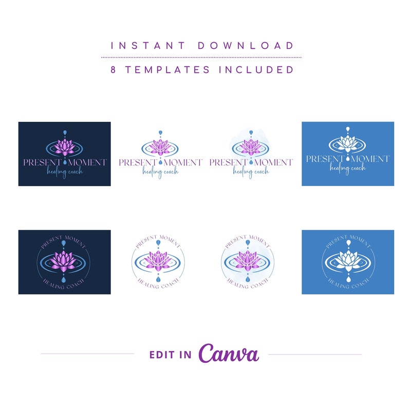 Present Moment Logo Editable Design, Mindfulness Lotus Canva Logo ...