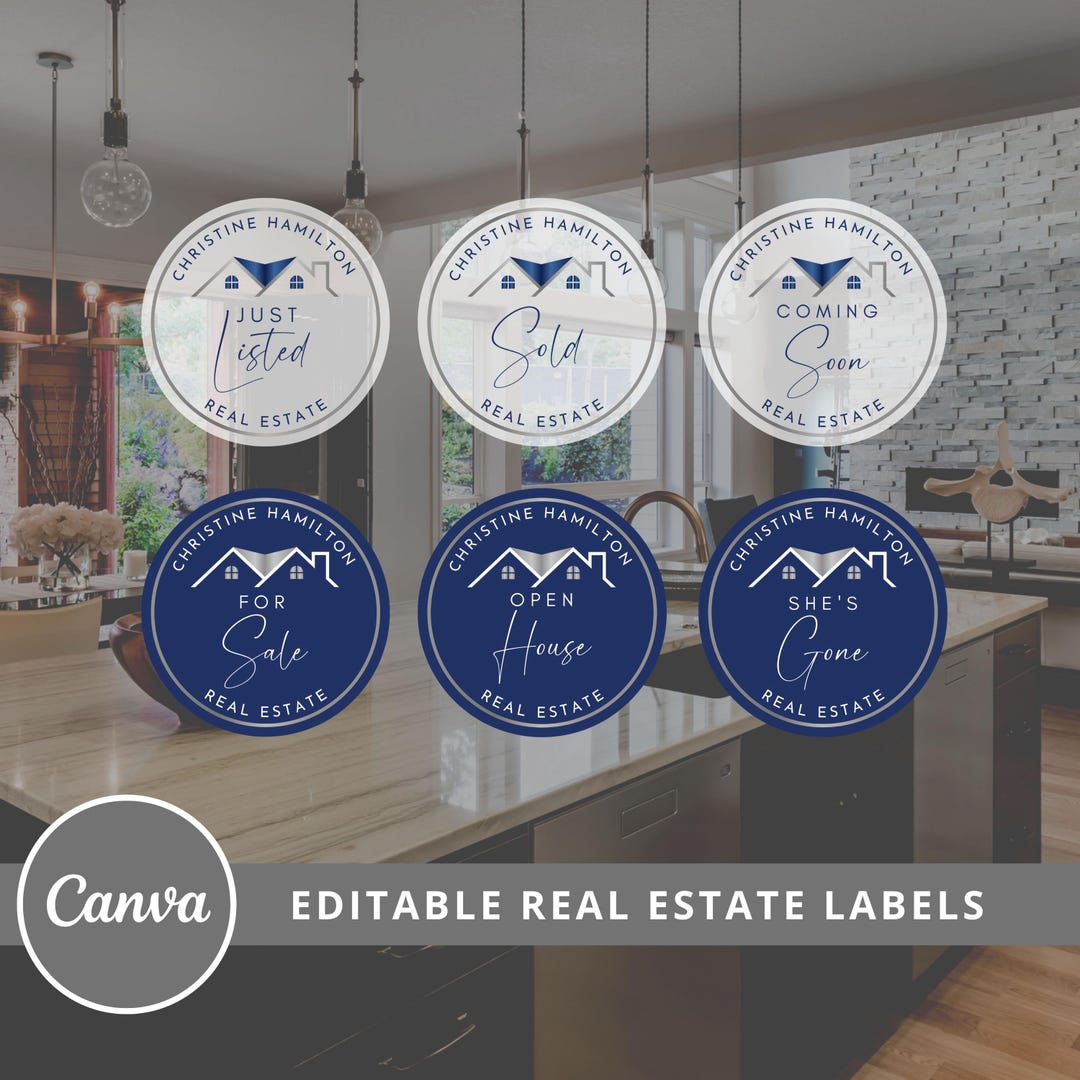 Real Estate Labels Editable Design, DIY Realtor Badges, Real Estate ...
