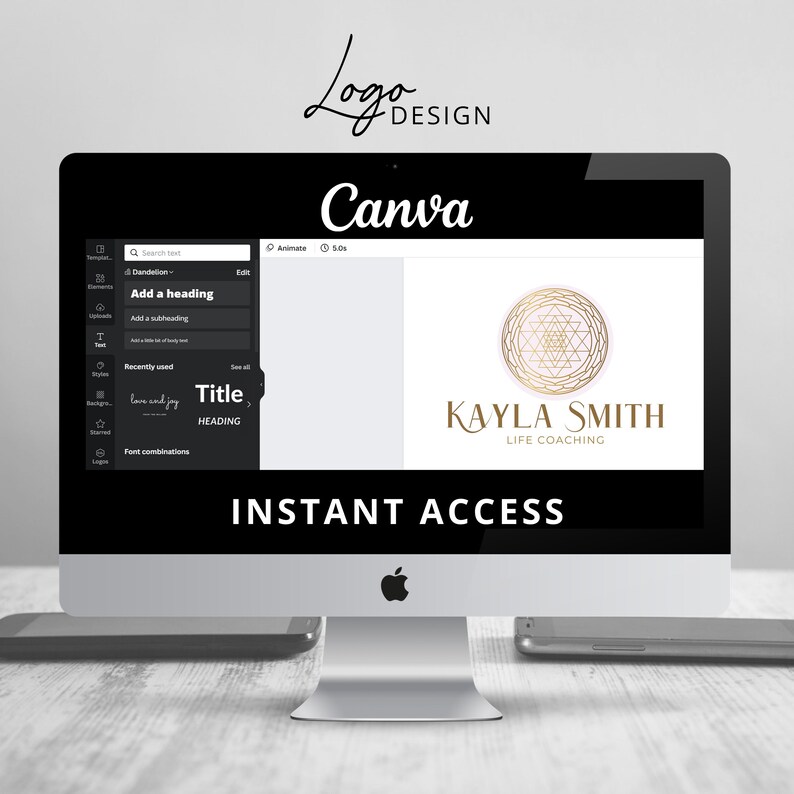 Mandala Editable Logo, Instant Access, DIY Canva Template Logo, Yoga ...