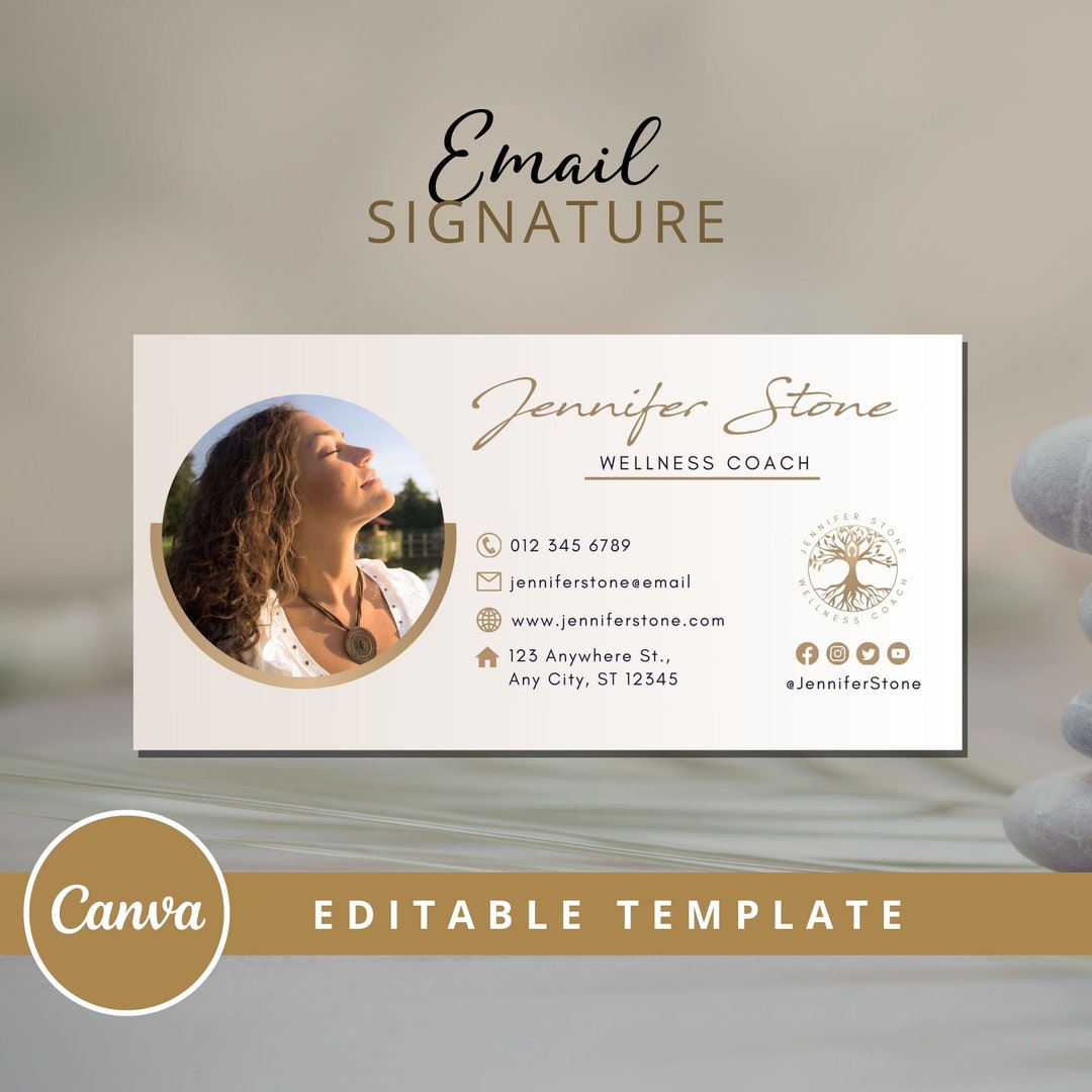 Wellness Email Signature Template, Editable Canva Design (digital ...