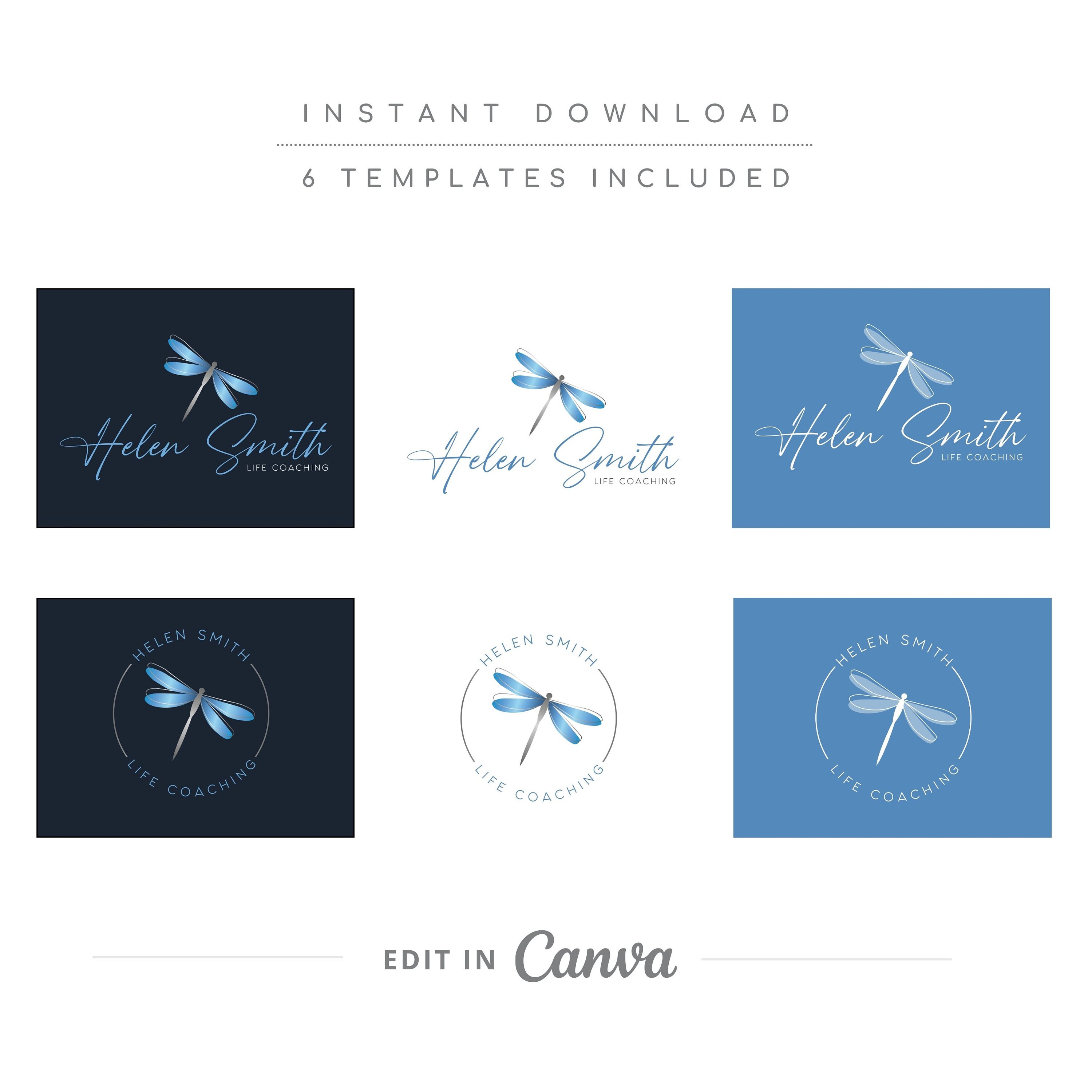 Dragonfly Logo Editable Design, Dragonfly Canva Logo DIY Template ...
