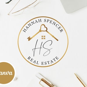 Real Estate Heart Key Logo Design, Realtor Branding (canva Template) - Etsy