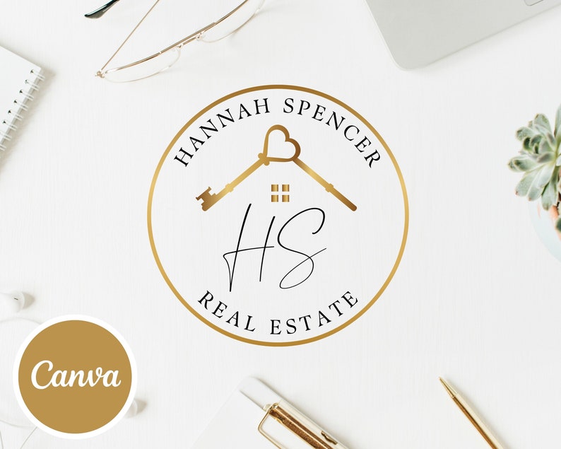 Real Estate Heart Key Logo Design, Realtor Branding (canva Template) - Etsy