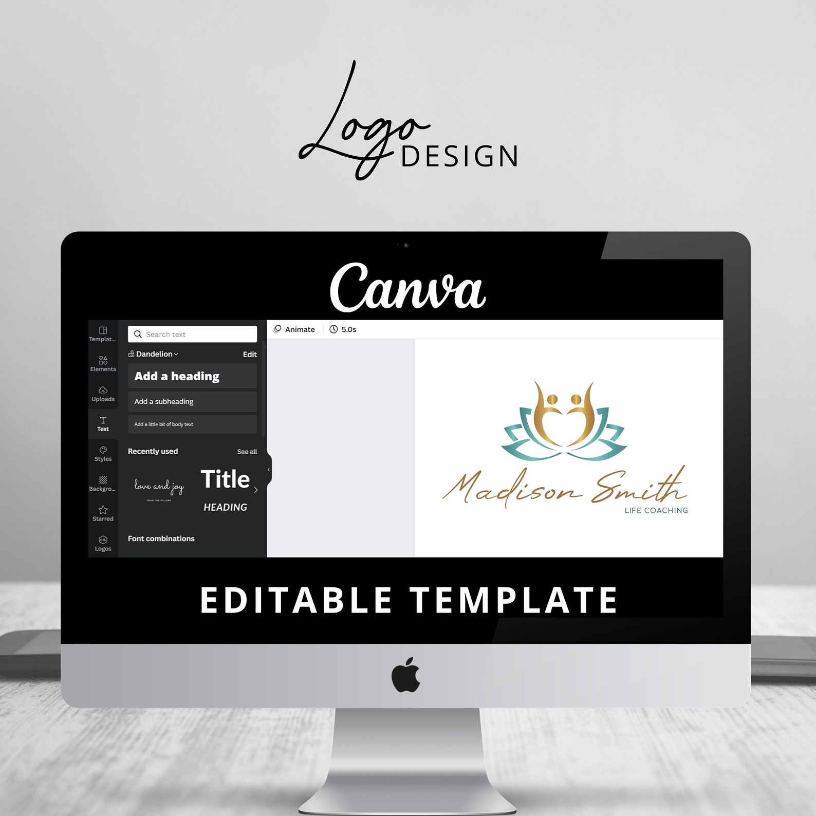 Lotus Human Canva Logo Template, DIY Wellness Design - Etsy