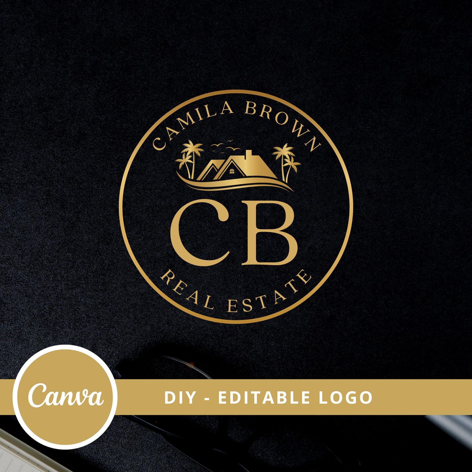 Beach House Realtor Logo, Palm Tree Canva Template (digital Download ...