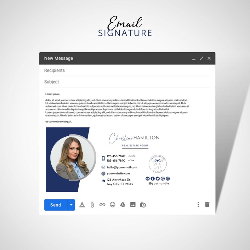 Realtor Email Signature Canva Template, Business Gmail Footer (digital ...