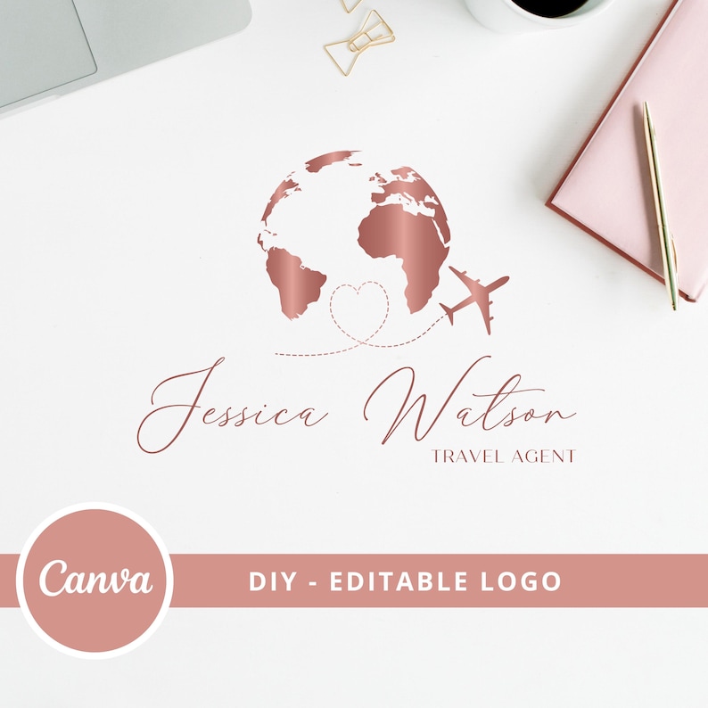 Travel Agent Logo Canva Template, World Map DIY Editable Design - Etsy