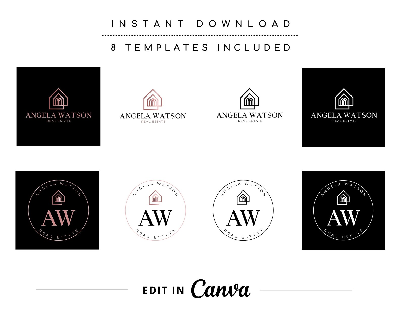 Modern House Realtor Logo Design, Editable Canva Logo Template, Real ...
