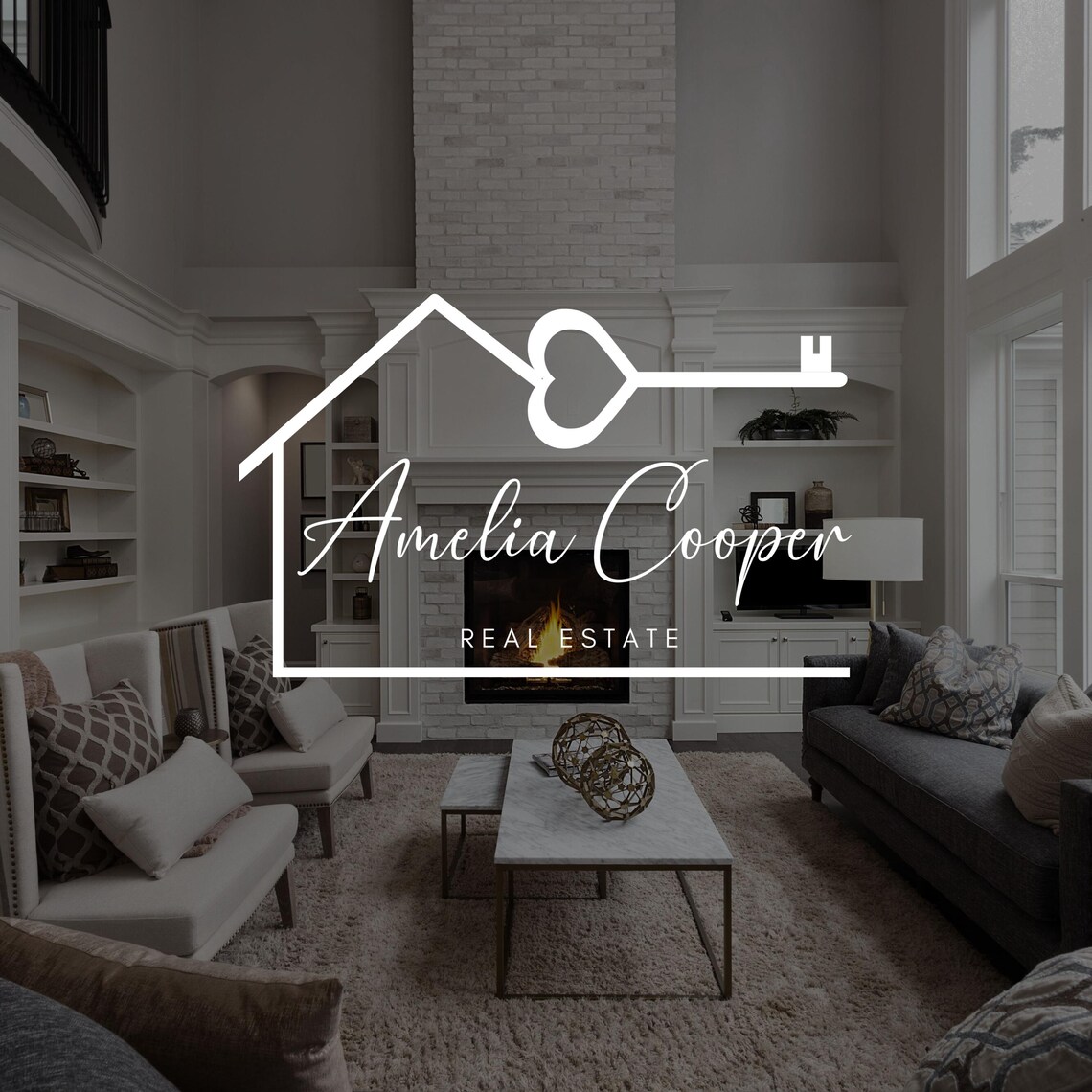 Real Estate Heart Key Logo Design, Realtor Branding (editable Canva ...