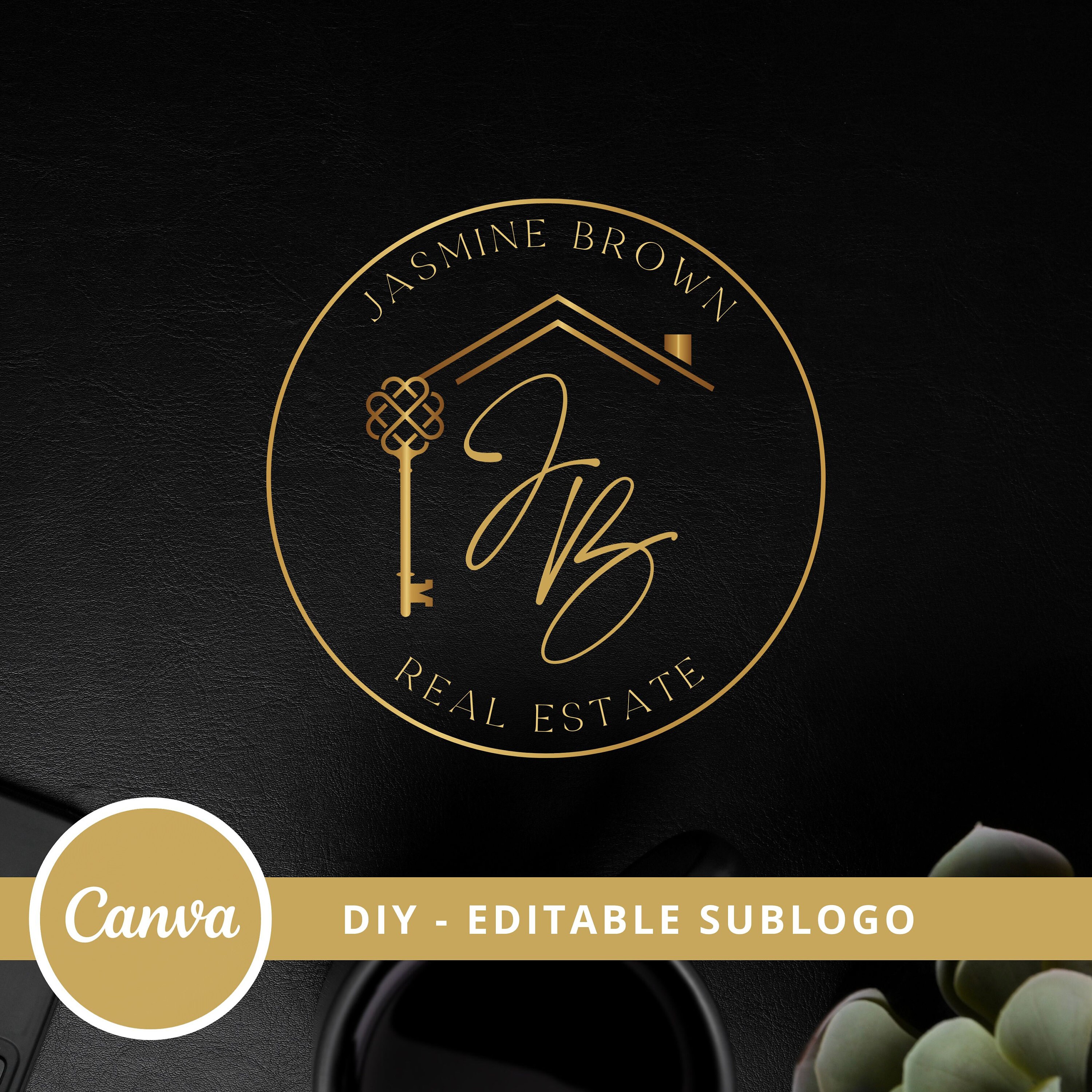 Luxury Real Estate Logo Design, Editable House Key Logo (canva Template ...
