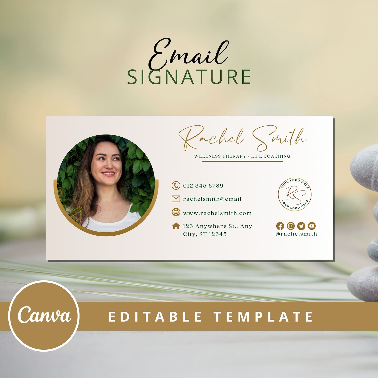Editable Email Signature Template Canva, Wellness Business Design ...