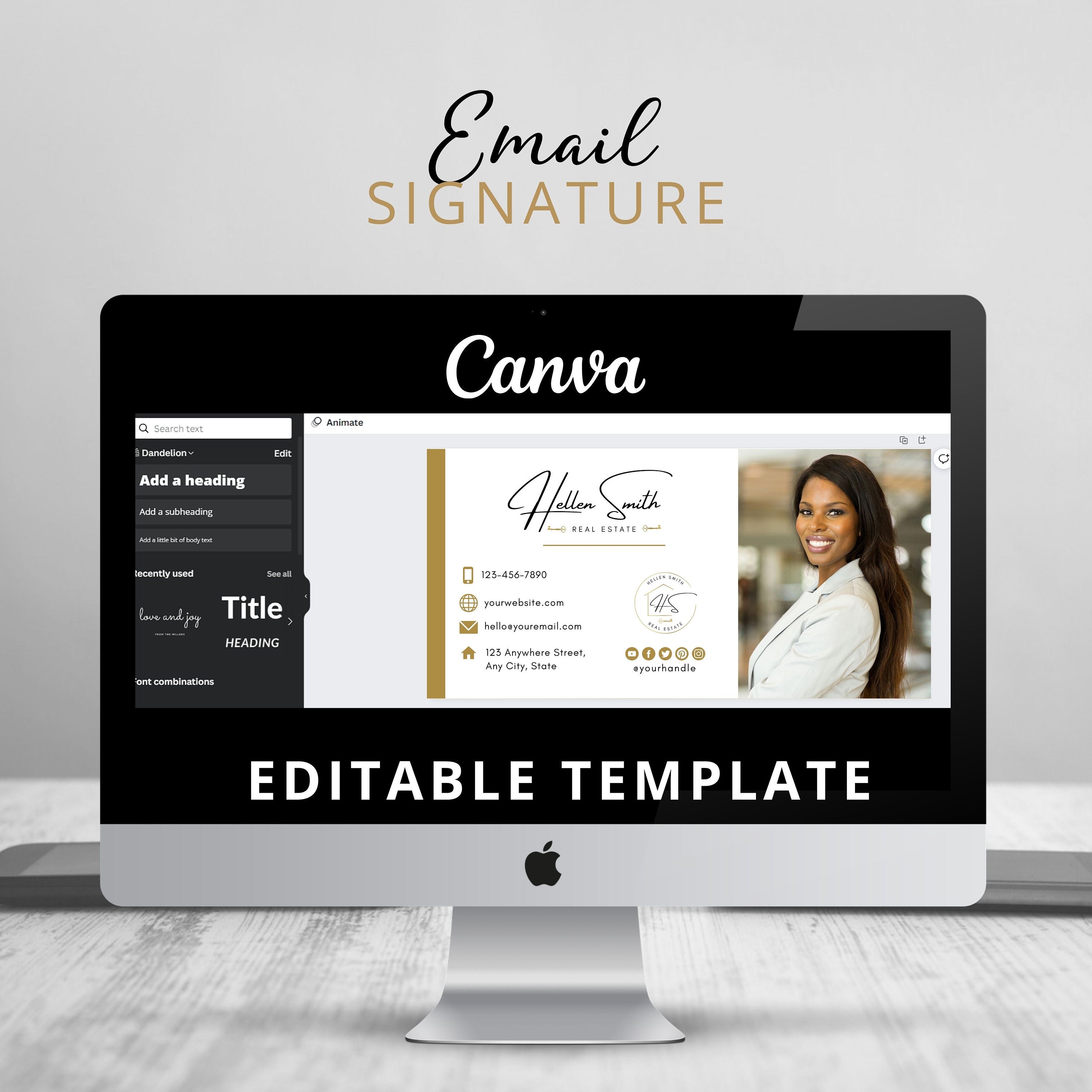 Real Estate Email Signature Template Canva, Realtor Email Signature ...