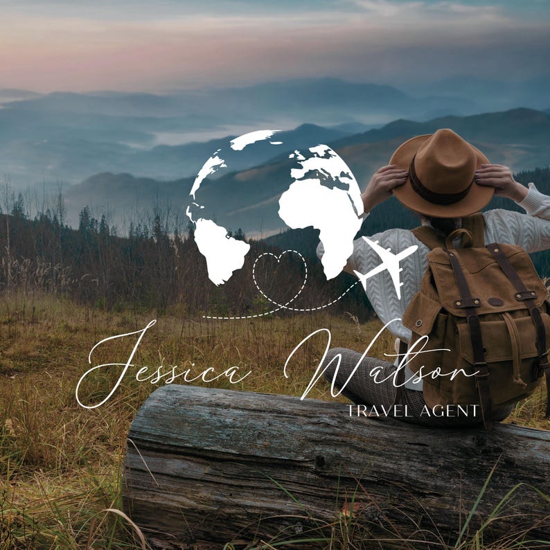 Travel Agent Logo Canva Template, World Map DIY Editable Design - Etsy