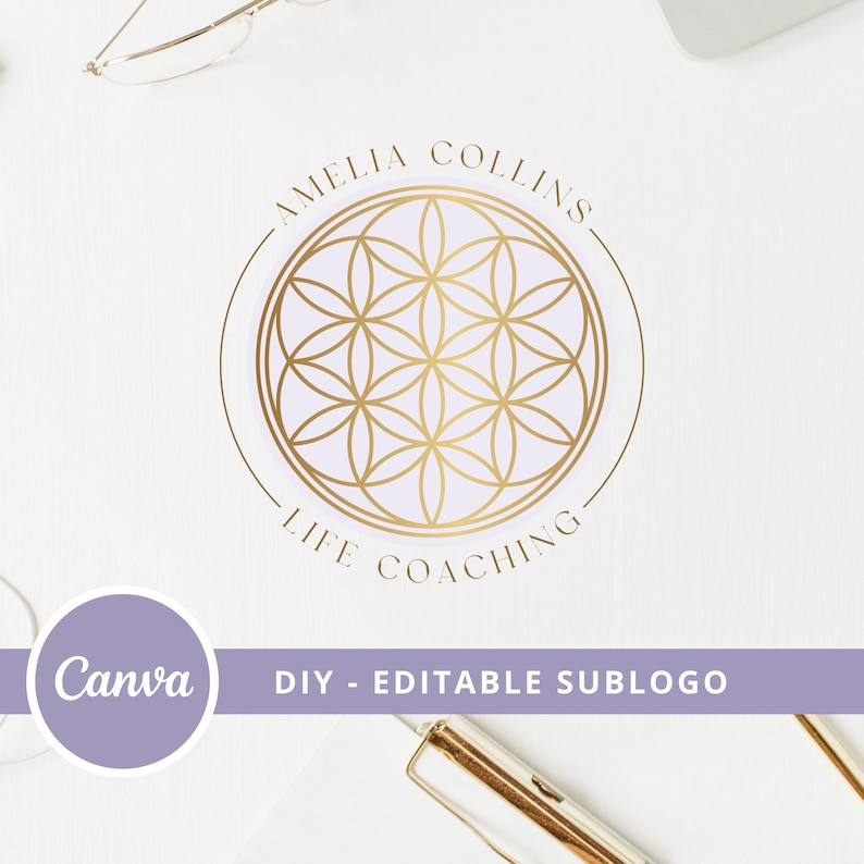Flower of Life Logo, Editable DIY Canva Template (instant Access) - Etsy