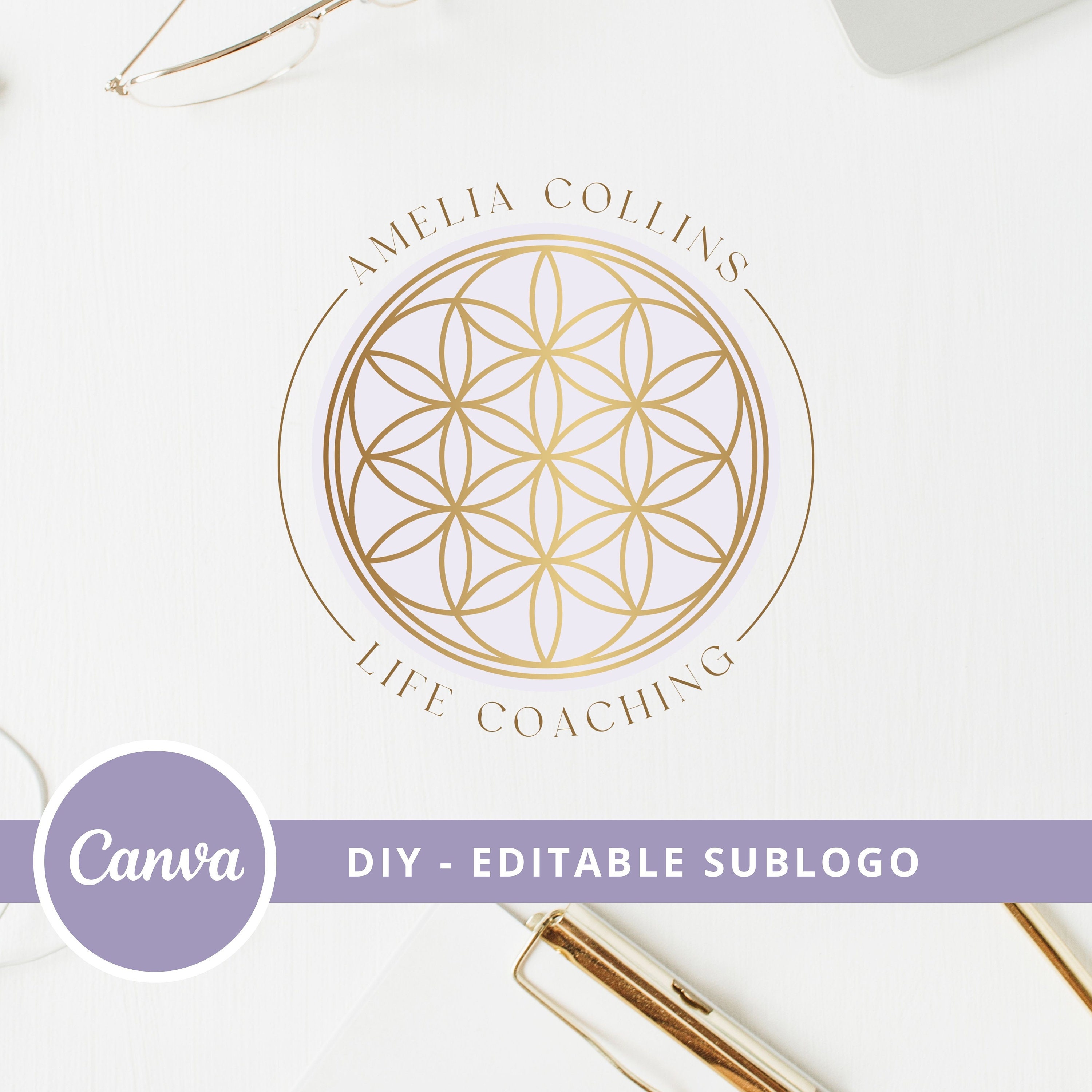 Flower of Life Logo, Editable DIY Canva Template (instant Access) - Etsy