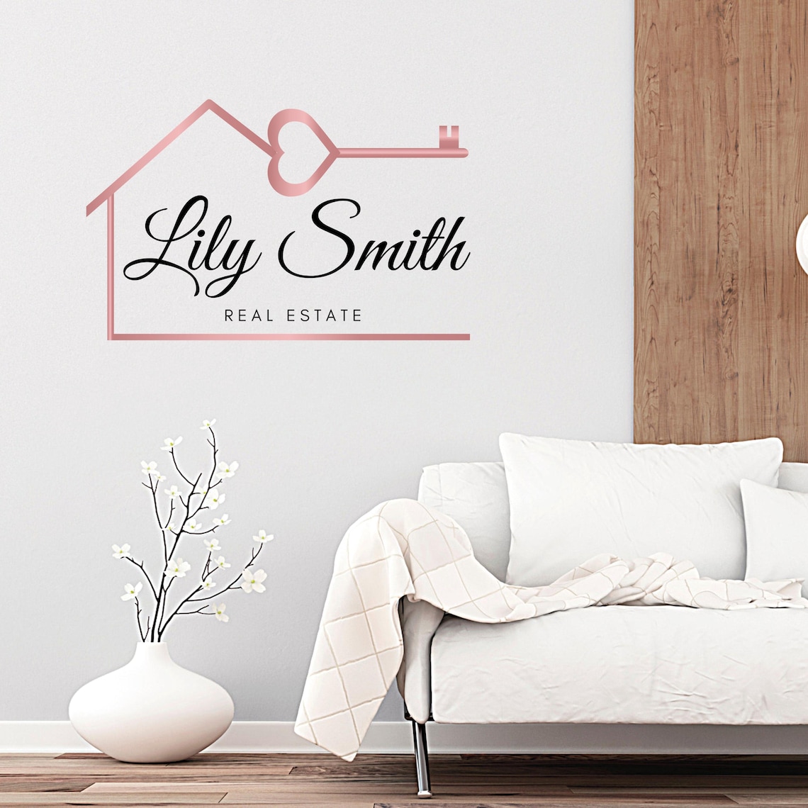 Realtor Logo Design, Heart Key, Editable Real Estate Branding (canva ...