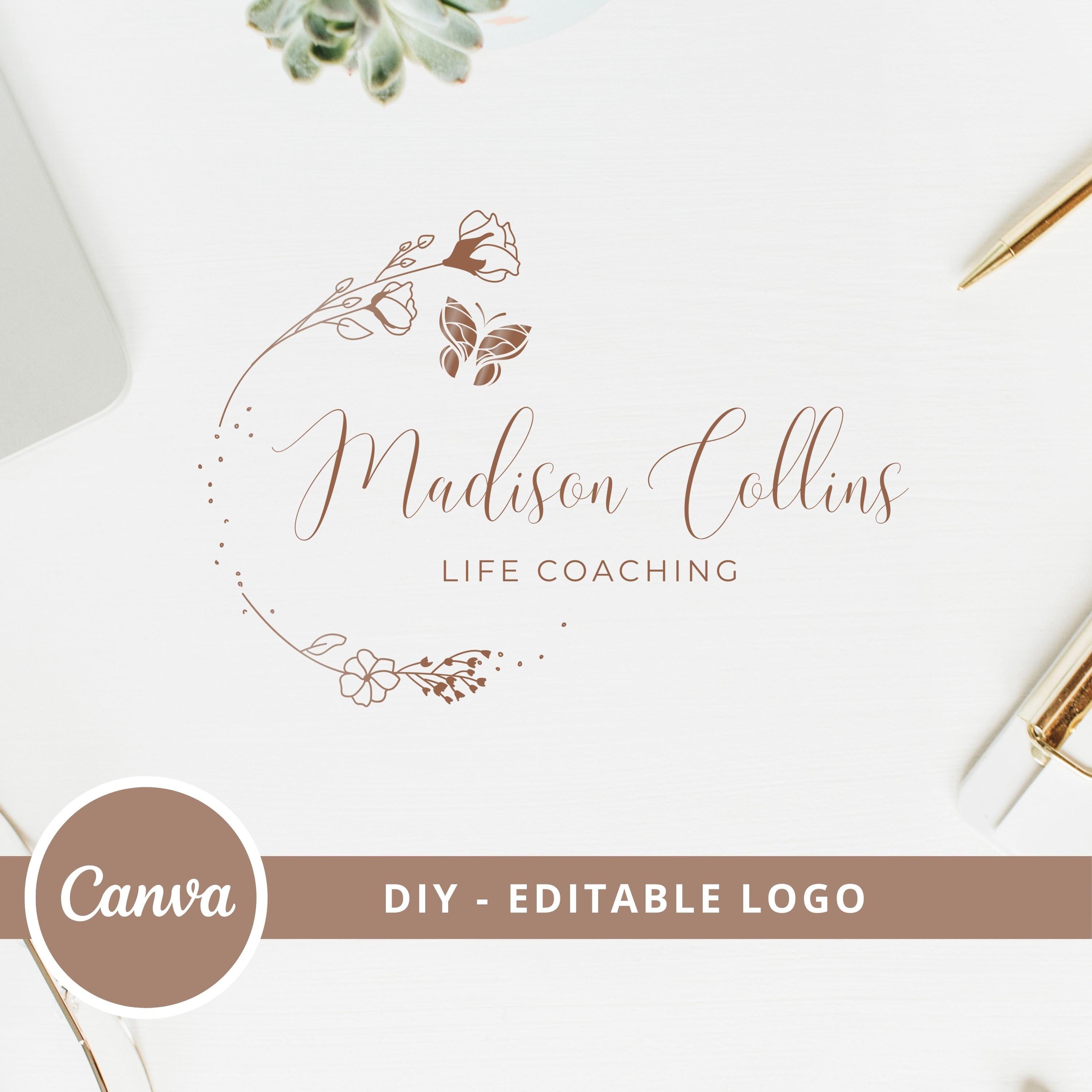Butterfly Life Coaching Logo Template, Editable Floral Design (canva ...