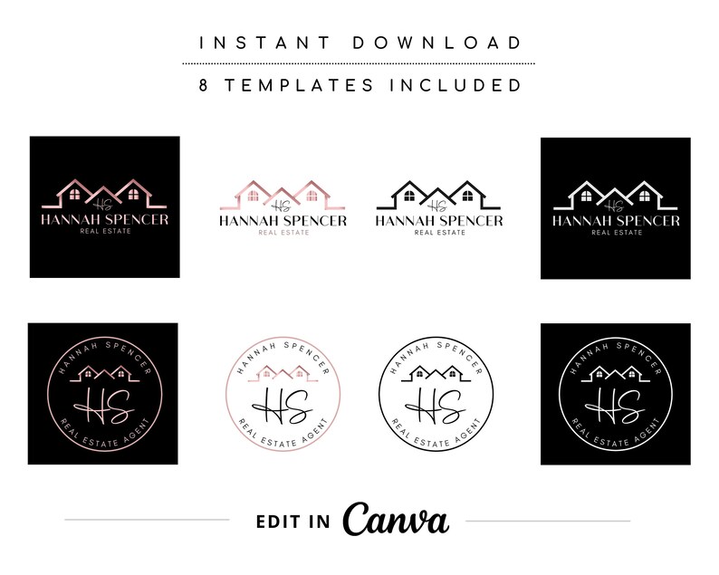 Real Estate Logo Design, House Roof Canva Template (DIY Editable) - Etsy