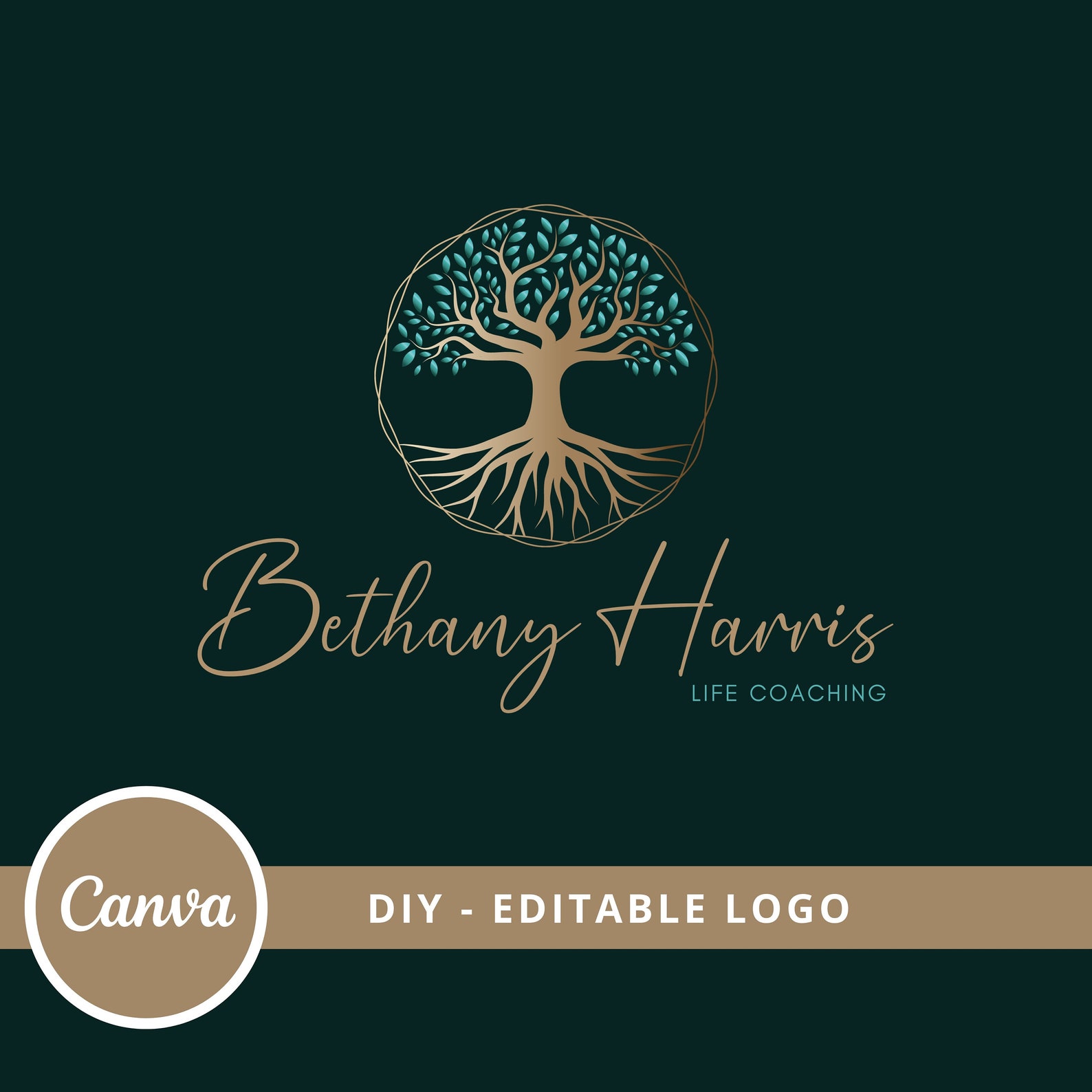Tree of Life Canva Logo Template, Tree Editable Logo, DIY Life Coaching ...