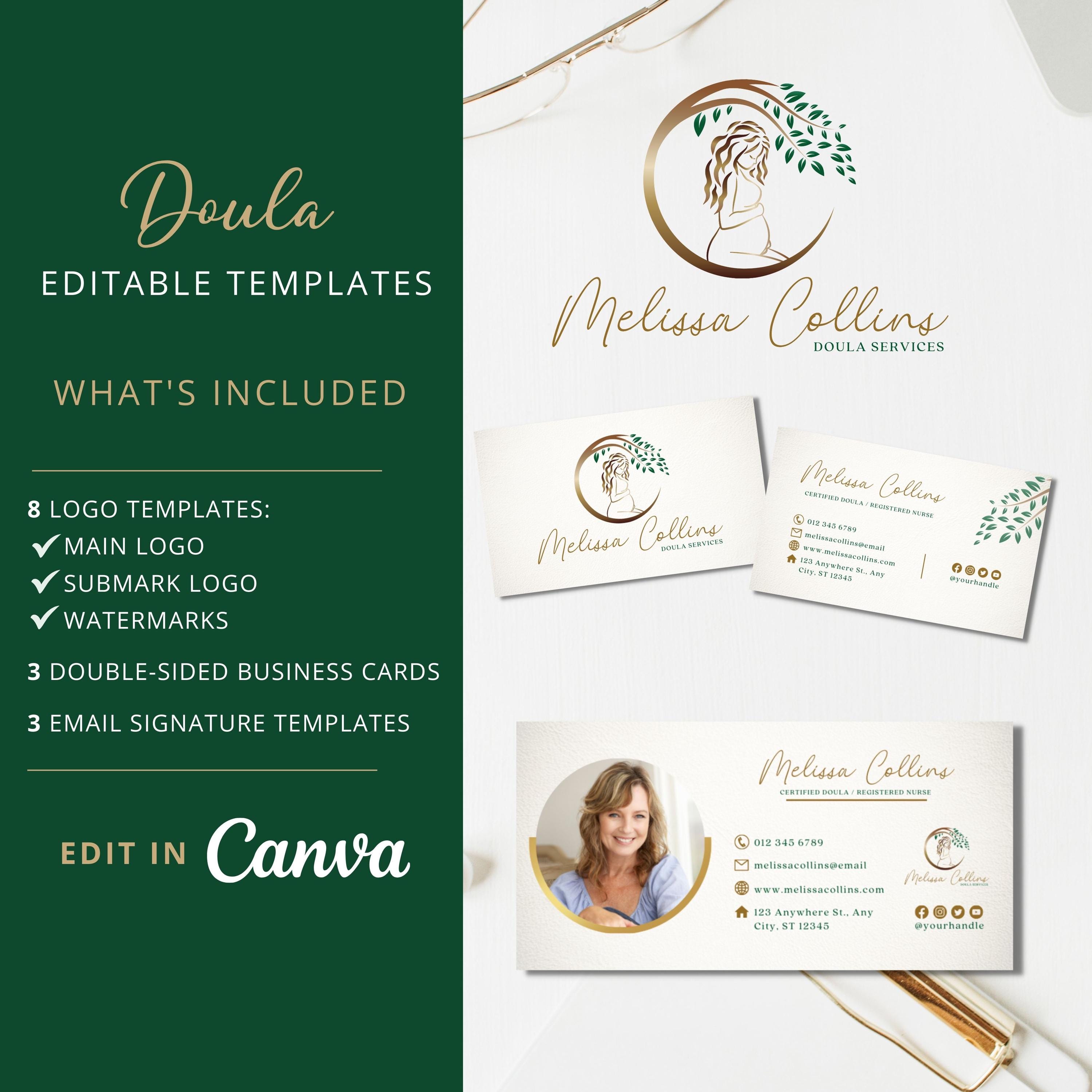 Doula Canva Template Branding Kit: Logo, Business Card, Email Signature ...