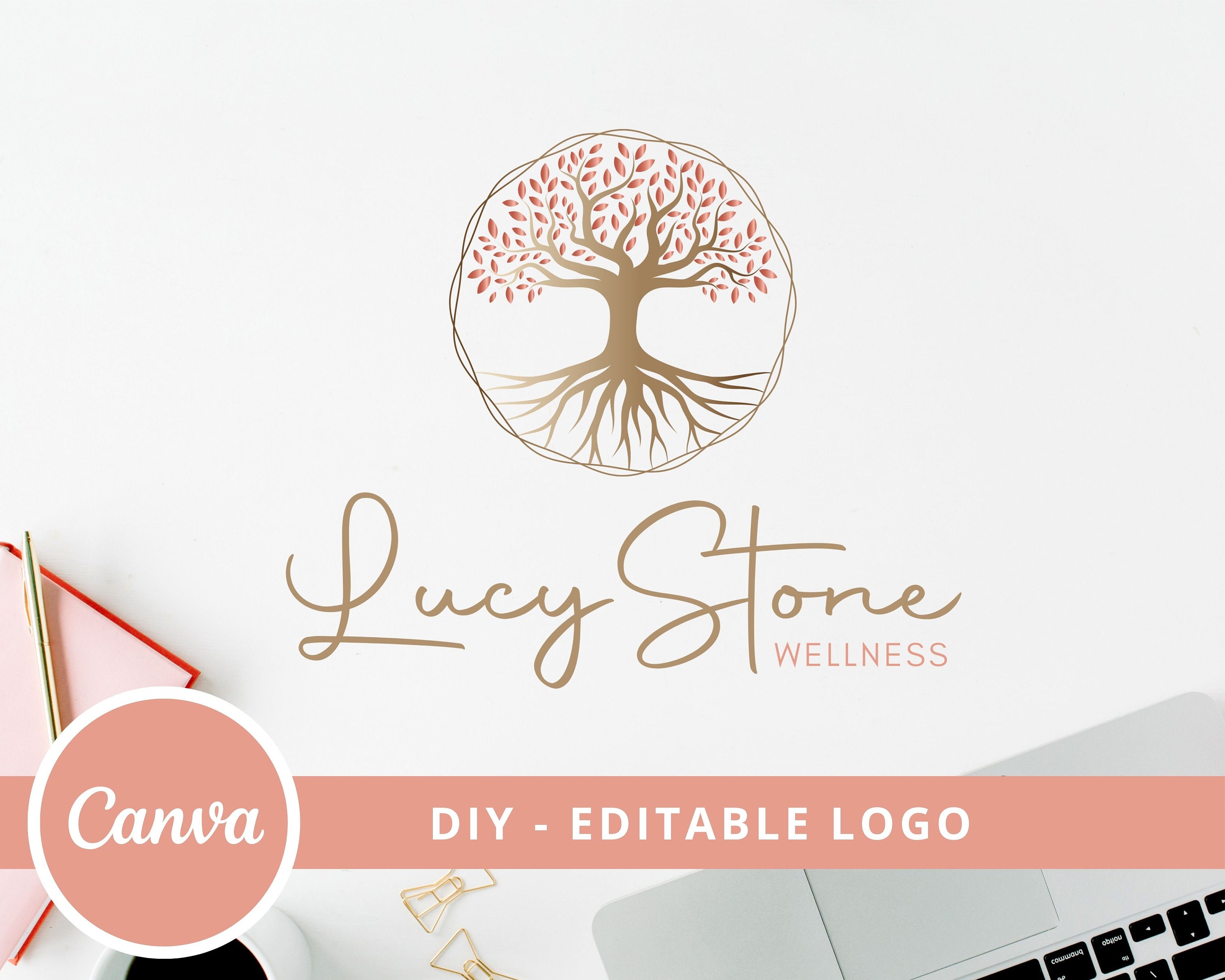 Tree of Life Canva Logo Template, Tree Editable Logo, DIY Life Coaching ...