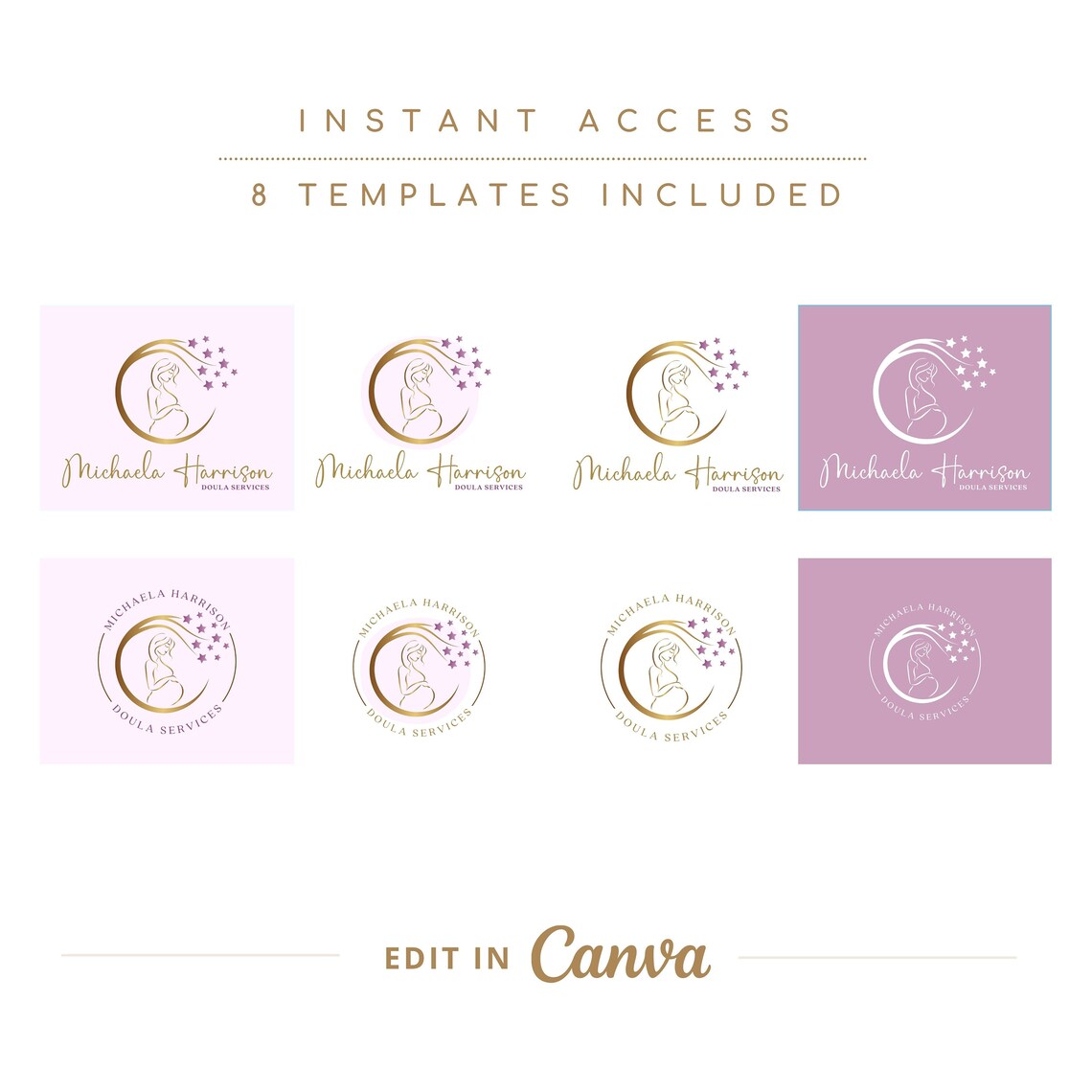 Doula Logo Template, Pregnancy Symbol, Editable Canva Design (DIY) - Etsy