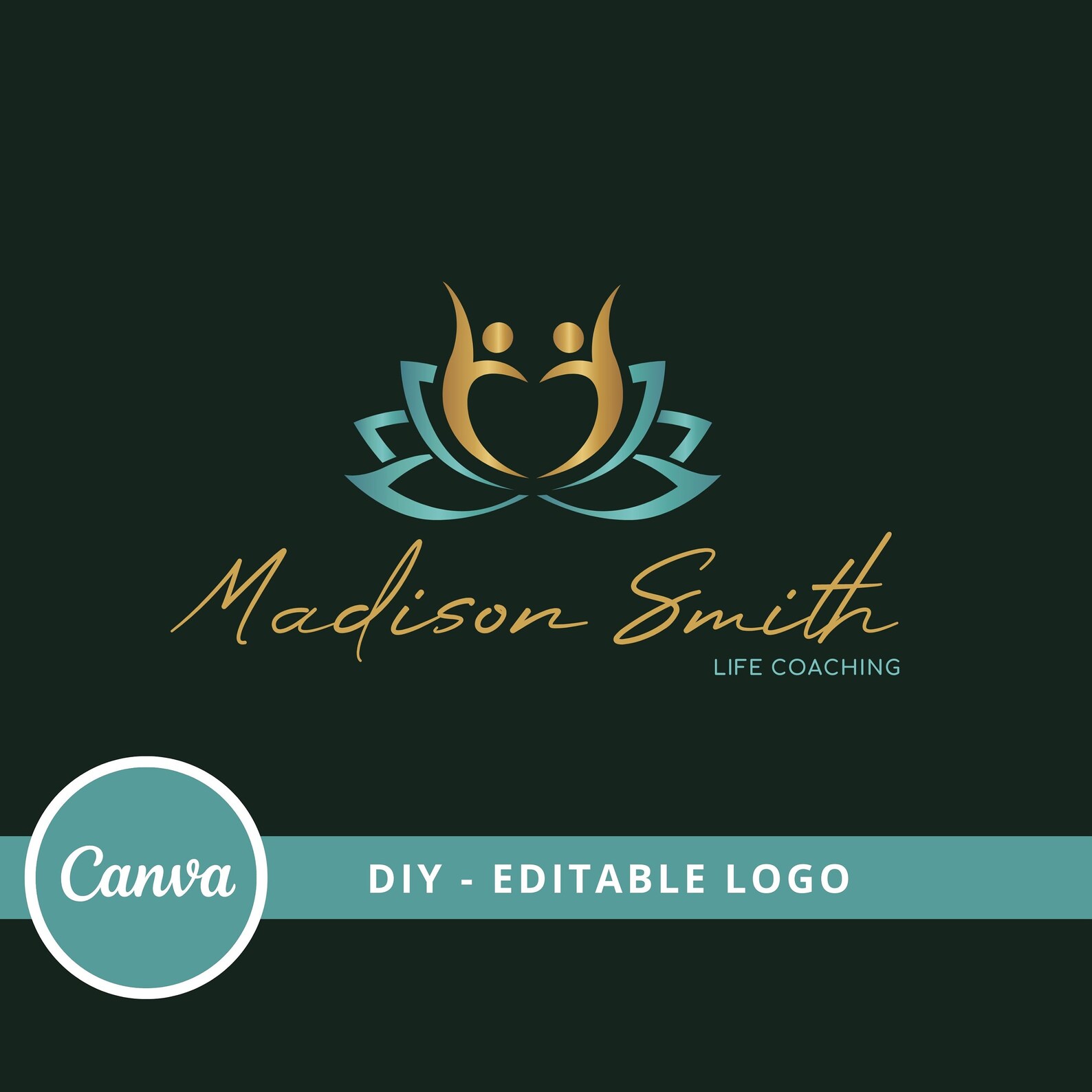 Lotus Human Canva Logo Template, DIY Wellness Design - Etsy