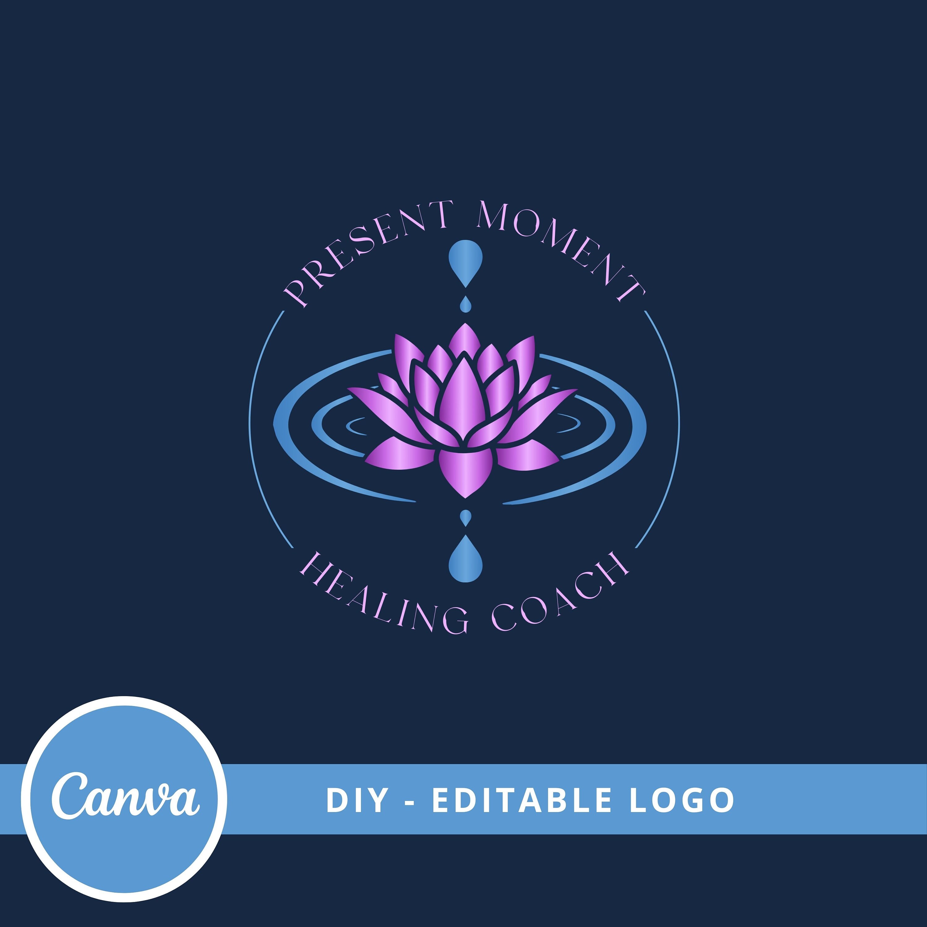 Mindfulness Lotus Logo Design, Editable Canva Template (PDF) - Etsy