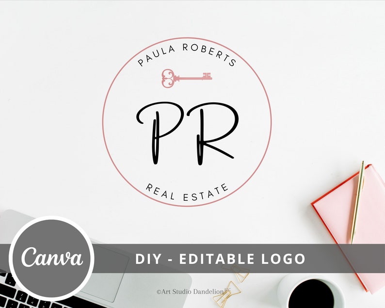 Real Estate Logo Design, Elegant House Editable Canva Logo Template ...
