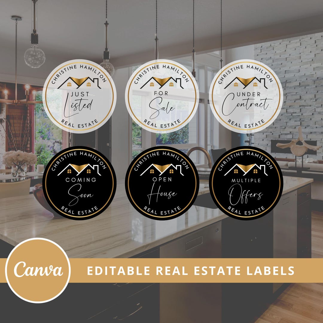 Real Estate Labels Editable Design, DIY Realtor Badges, Real Estate ...