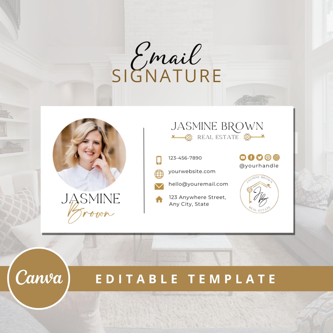 Real Estate Email Signature Template Canva, Realtor Email Signature ...