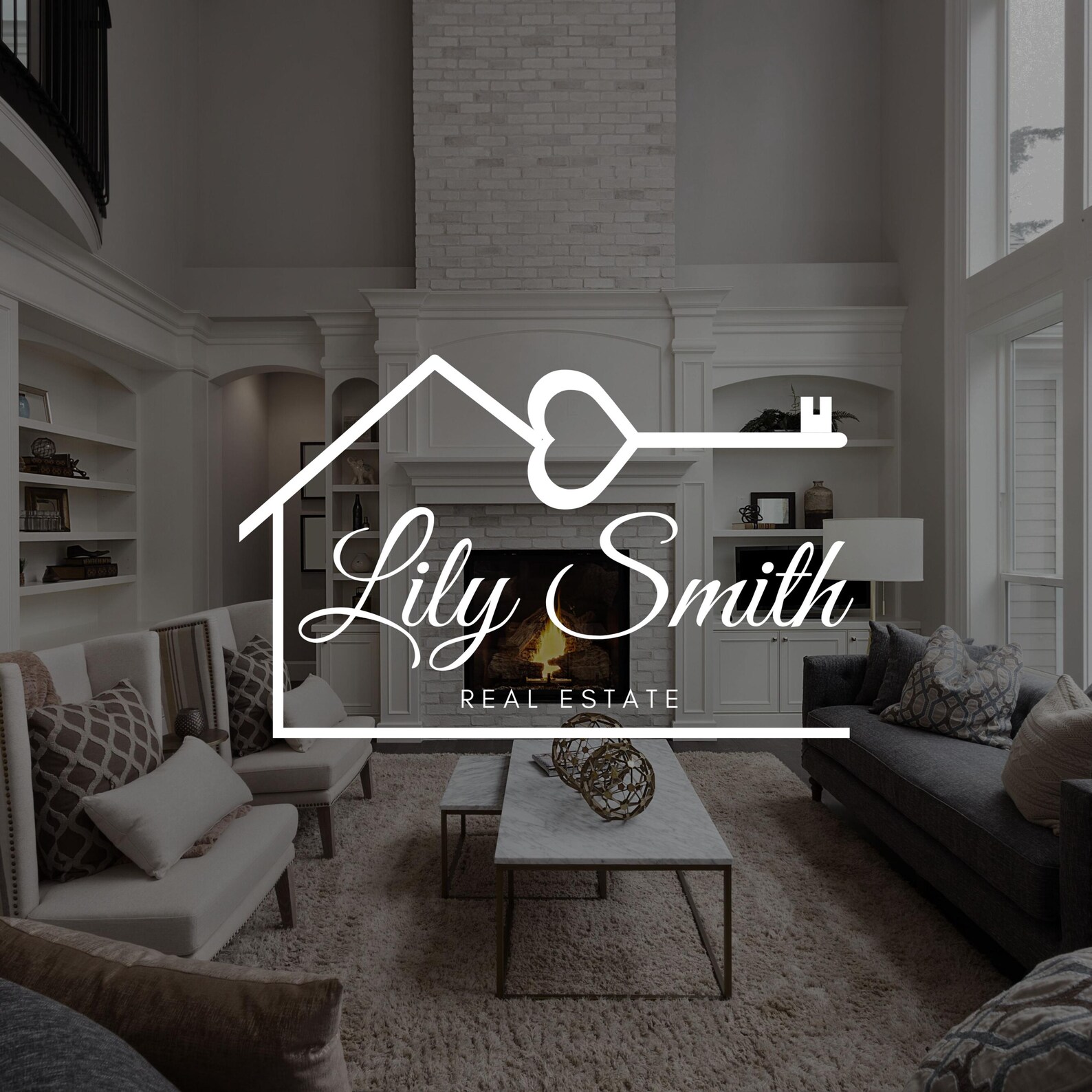 Real Estate Heart Key Logo Design, House Editable Canva Logo Template ...