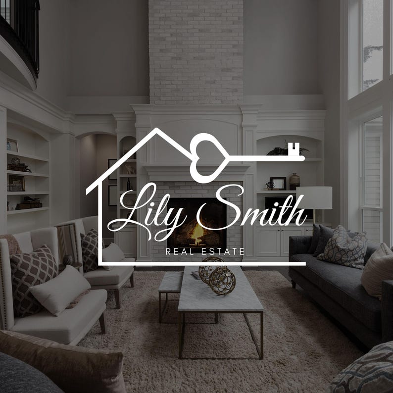 Real Estate Heart Key Logo Design, House Editable Canva Logo Template ...