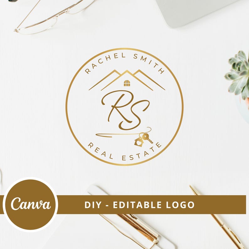 Real Estate Logo Design, Luxury House Canva Logo Template, DIY Realtor ...