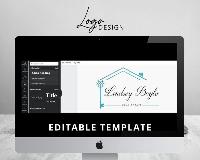 Real Estate Logo Design, Luxury House Editable Canva Template, DIY ...