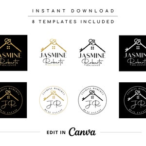 Real Estate Logo Design, Luxury House Editable Canva Logotemplate, DIY ...
