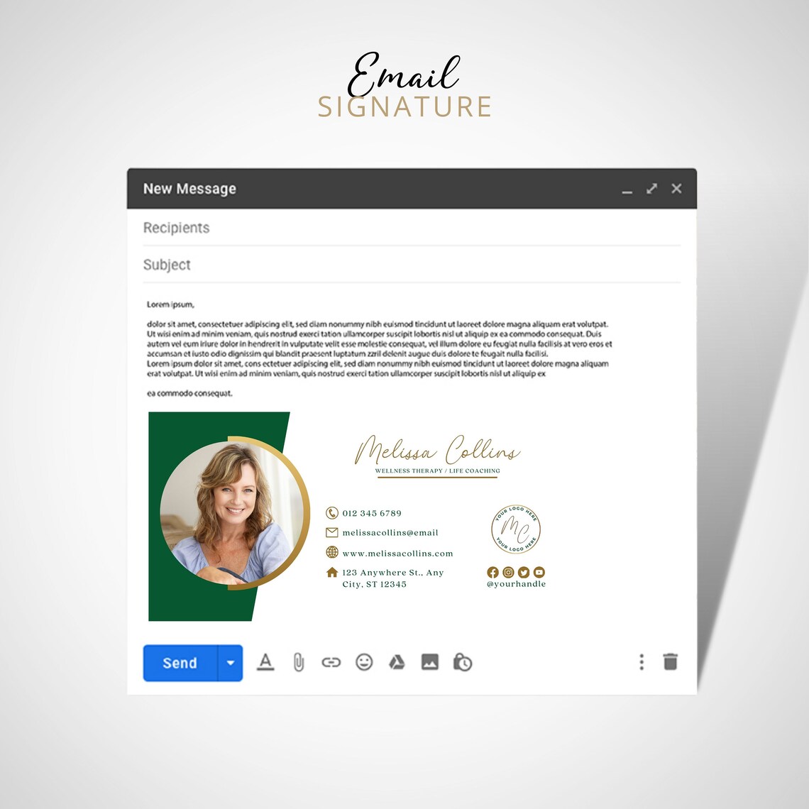 Email Signature Template Canva, Editable Wellness Email Signature ...