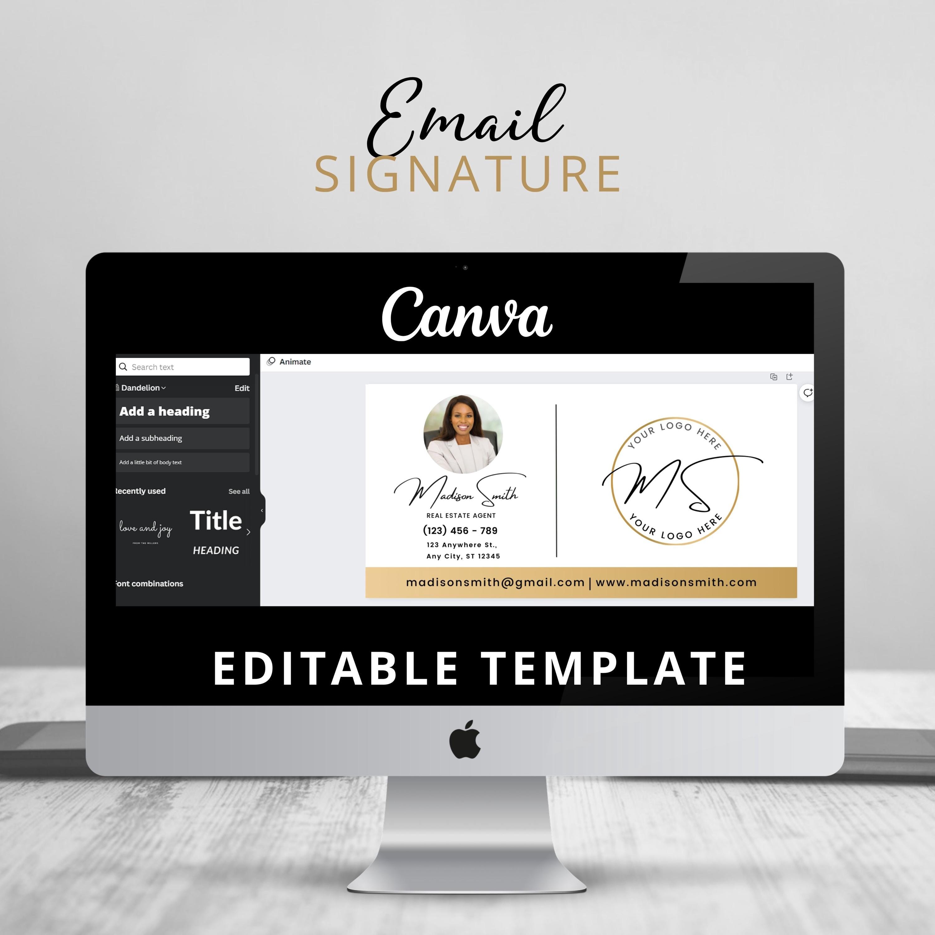 Real Estate Email Signature Template Canva, Realtor Email Signature ...