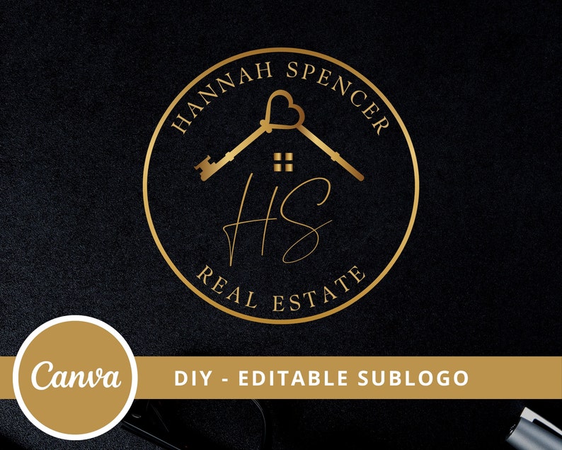Real Estate Heart Key Logo Design, Realtor Branding (canva Template) - Etsy